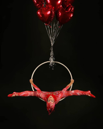AERIAL HOOP ACROBATIC ACT -PORTABLE -TO HIRE -LONDON & UK